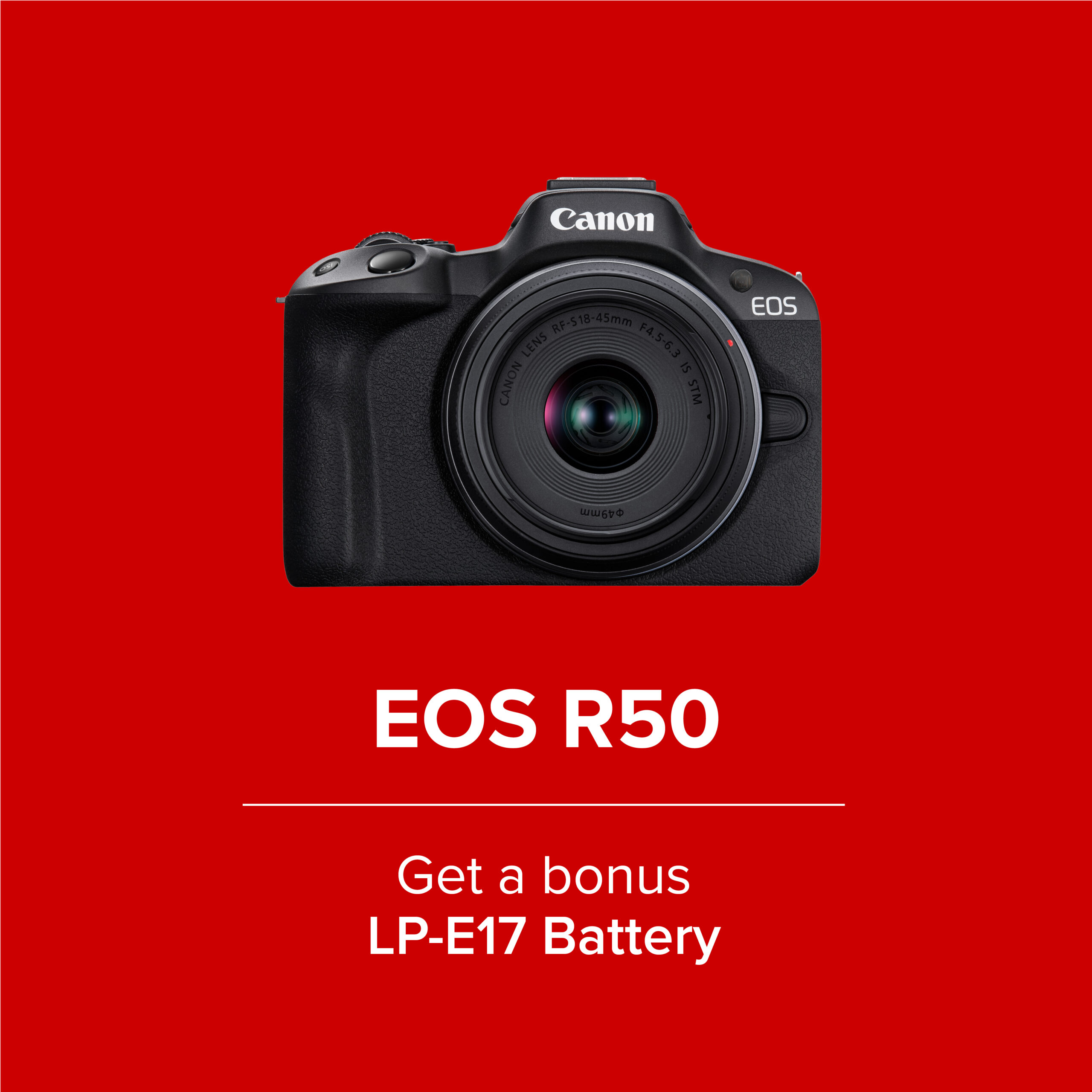 Canon EOS R50 with RF-S 18-45mm IS STM lens. - Kens Cameras